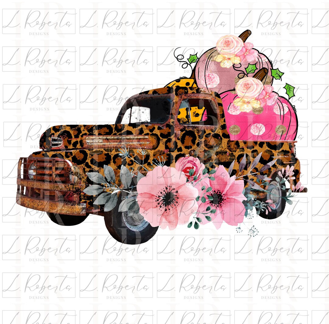 Fall Pumpkins in Rustic Truck Png | Leopard Farm Truck, Fall ...