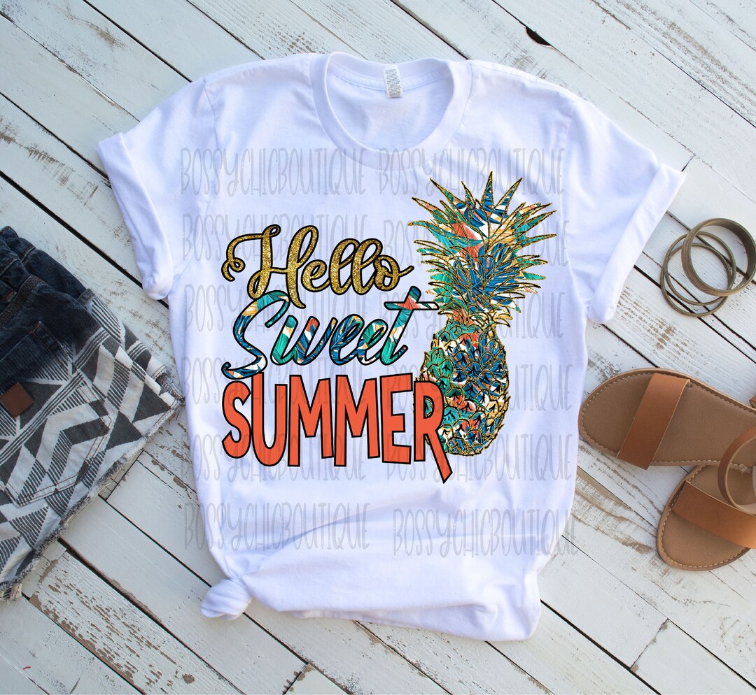 Hello Sweet Summer Png, Summer Png, File Pineapple Png, Floral Png File ...
