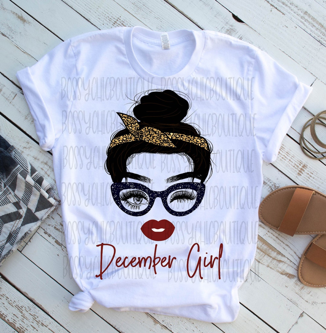 December Girl Png, December Birthday Girl With Glasses Png, Digital ...
