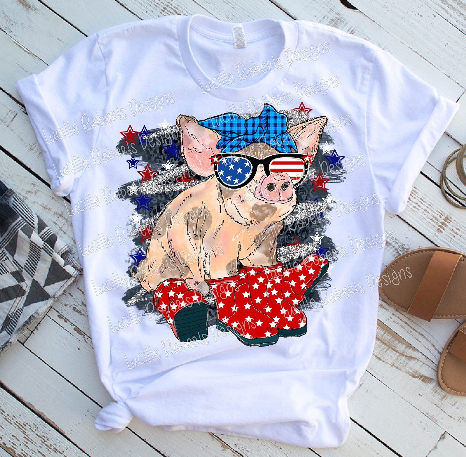 4th of July Pig Png Pig With Bandana Png Pig With Glasses - Etsy