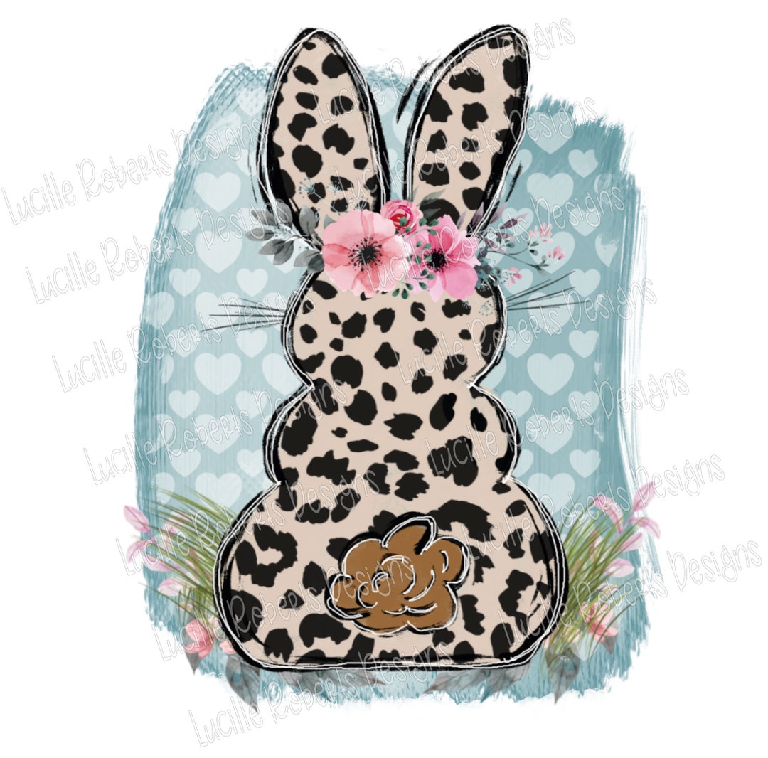 Leopard Easter Bunny Png, Bunny With Flowers Sublimation, Easter Png ...