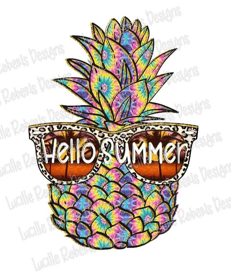 Summer Pineapple Png, Summer Time Png, Pineapple With Glasses, Tie Dye ...