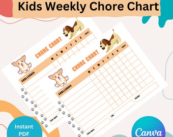 Dog Chore Chart, Printable Dog Chore Checklist, Editable in Canva - Etsy