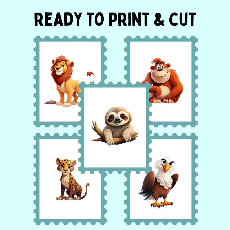 18 Jungle Animals Cards, Montessori Flash Cards, Pre-school Cards ...