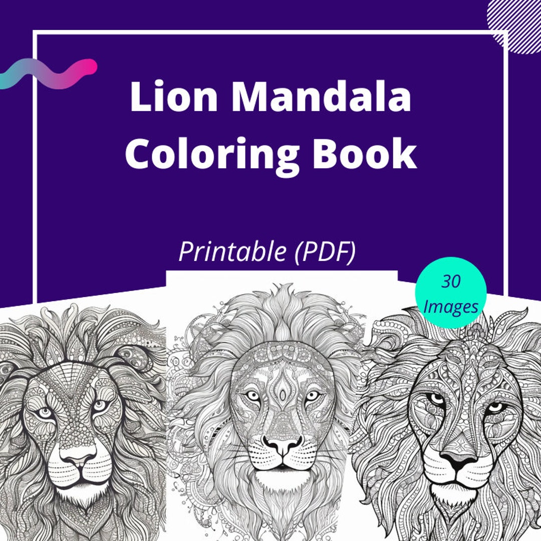 Lion Mandala Coloring Pages - 30 Page Colouring Book - Etsy