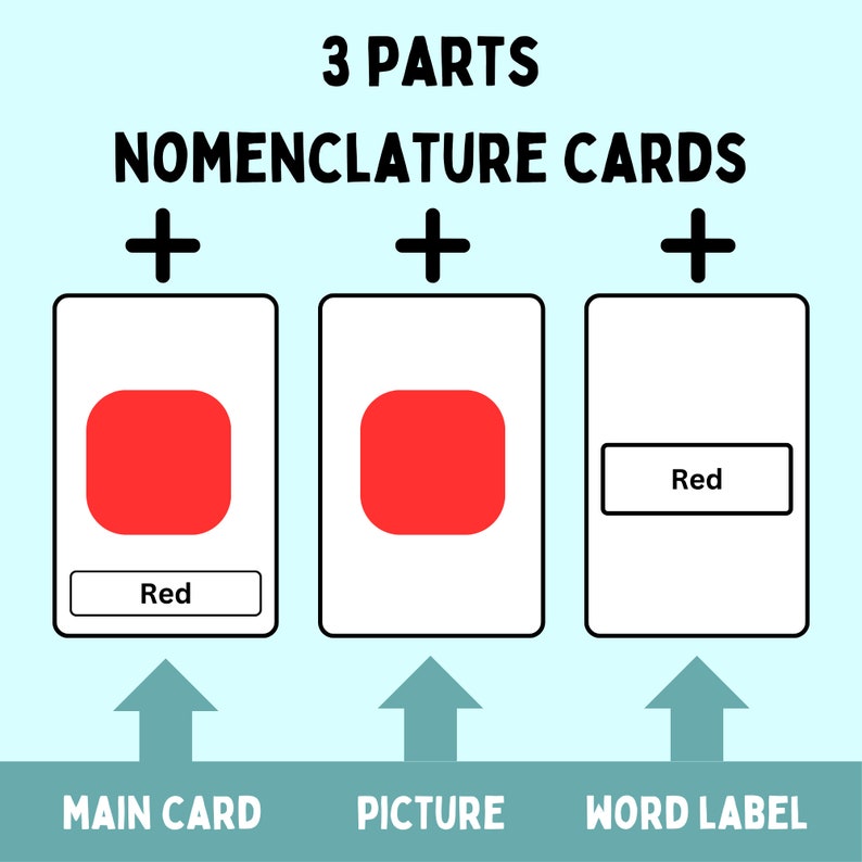 18 Color Cards, Montessori Flash Cards, Pre-school Cards, Rainbow ...