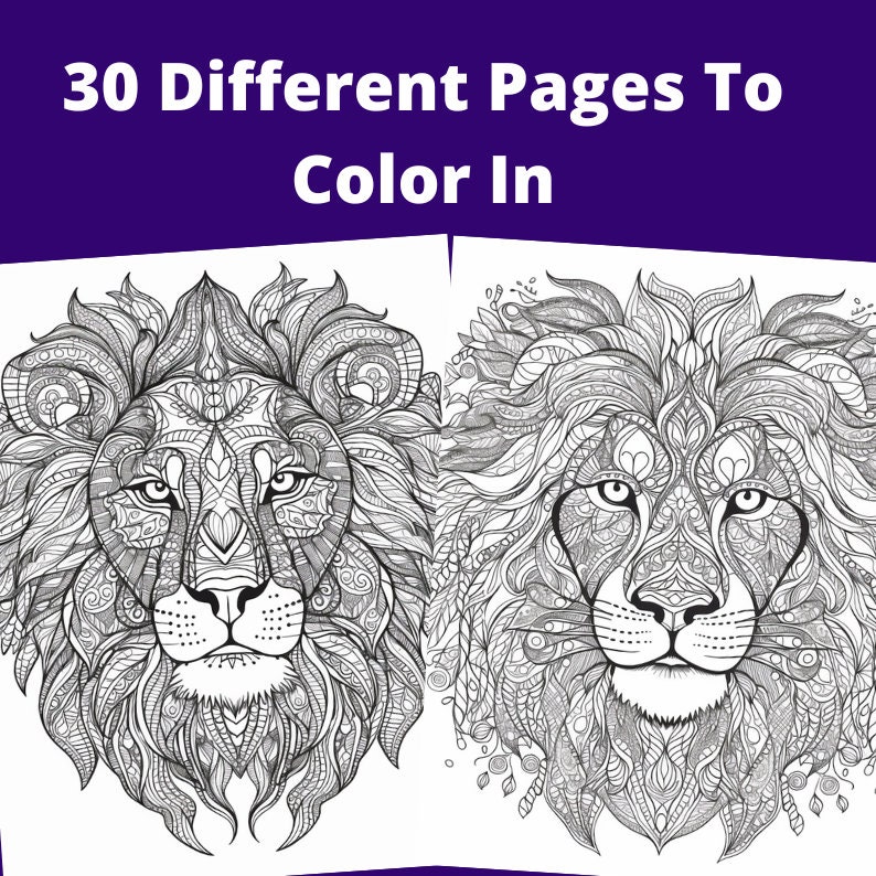 Lion Mandala Coloring Pages 30 Page Colouring Book - Etsy