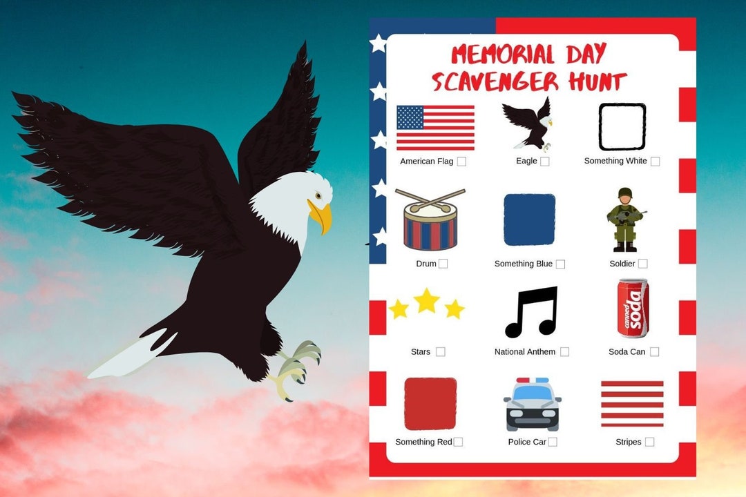 Memorial Day Scavenger Hunt Printable – 2 Fun Indoor & Outdoor Games ...