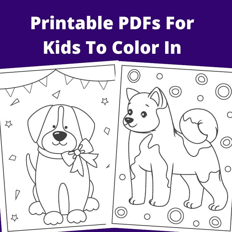 Printable Puppy Coloring Book for Kids - 21 PDF Pages Homeschool Pet ...