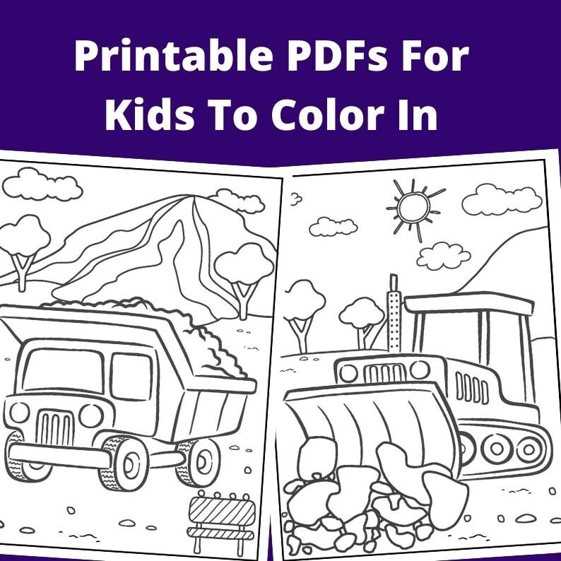 Kids Construction Coloring in Worksheets - 40 Page Colouring Book - Etsy