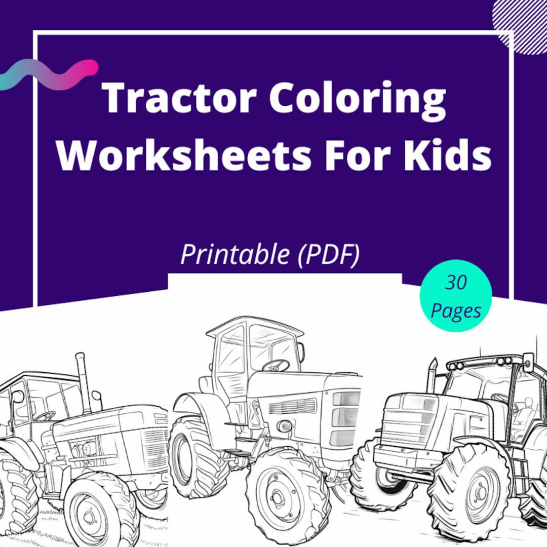 Kids Tractor Coloring in Worksheets - 30 Page Colouring Book - Etsy