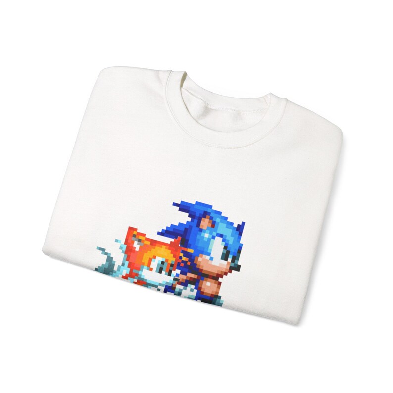 Pixel Retro Sonic the Hedgehog and Tails the Fox Crewneck Sweatshirt ...