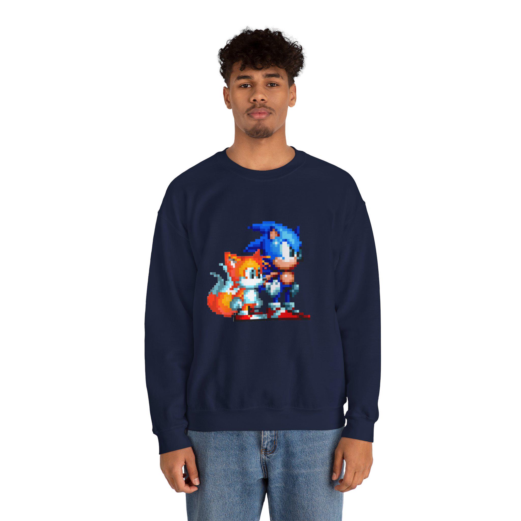 Pixel Retro Sonic the Hedgehog and Tails the Fox Crewneck Sweatshirt ...