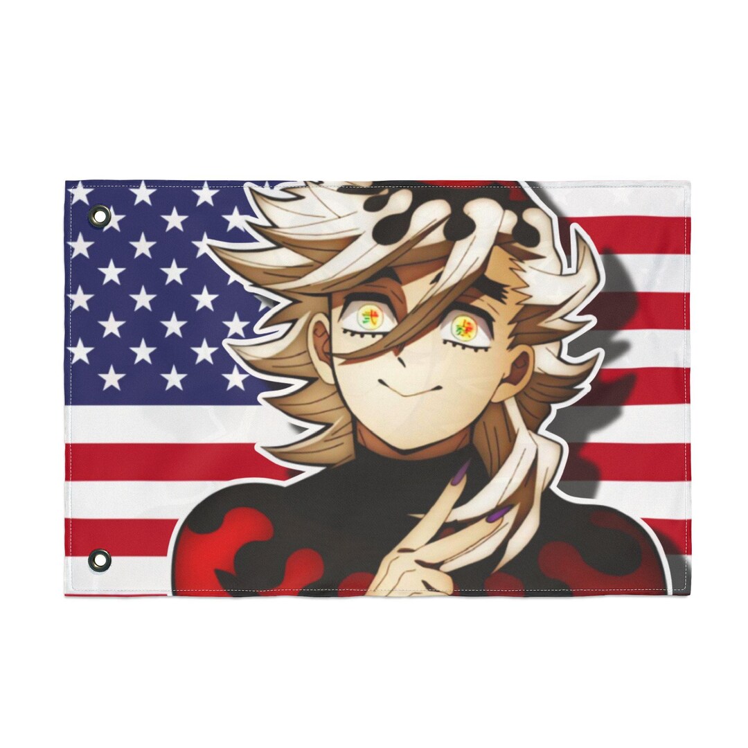 Demon Slayer Douma American Flag, Anime Fan Gift, Double Sided Banner ...