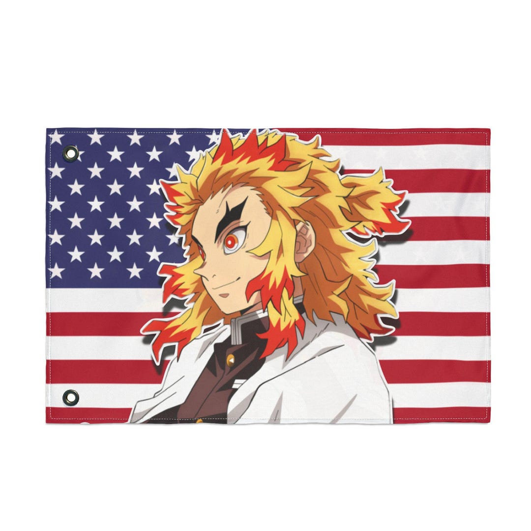 Demon Slayer Rengoku American Flag, Anime Double Sided Flag - Etsy