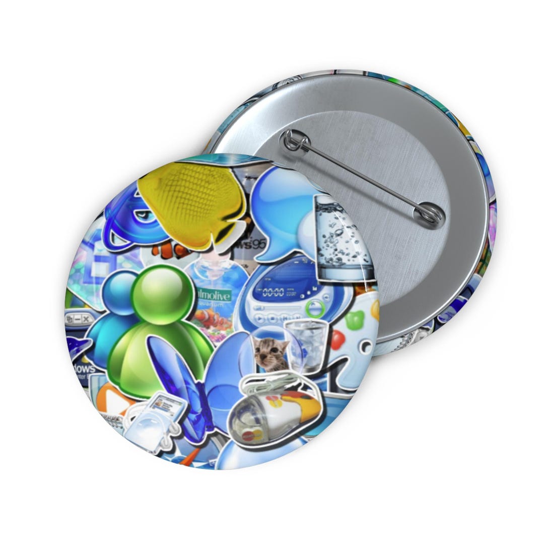 Frutiger Aero Button Badge, Unique Lapel Pin, Nostalgia Windows XP ...