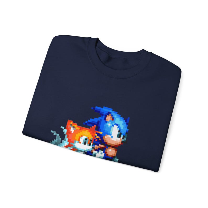 Pixel Retro Sonic the Hedgehog and Tails the Fox Crewneck Sweatshirt ...