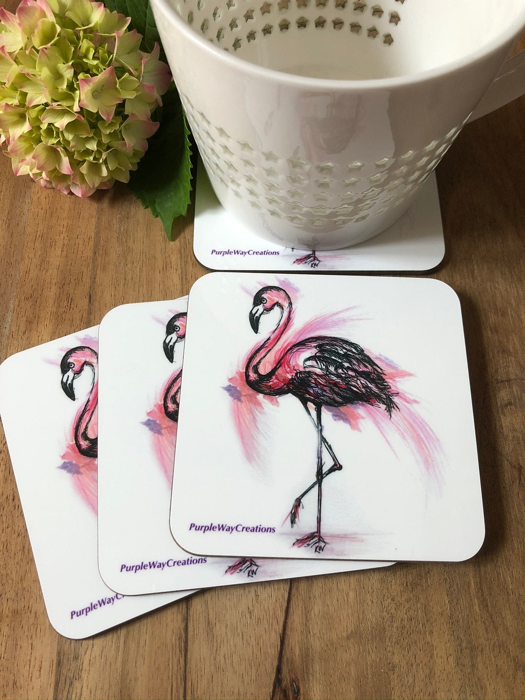 Flamingo Coasters - Etsy