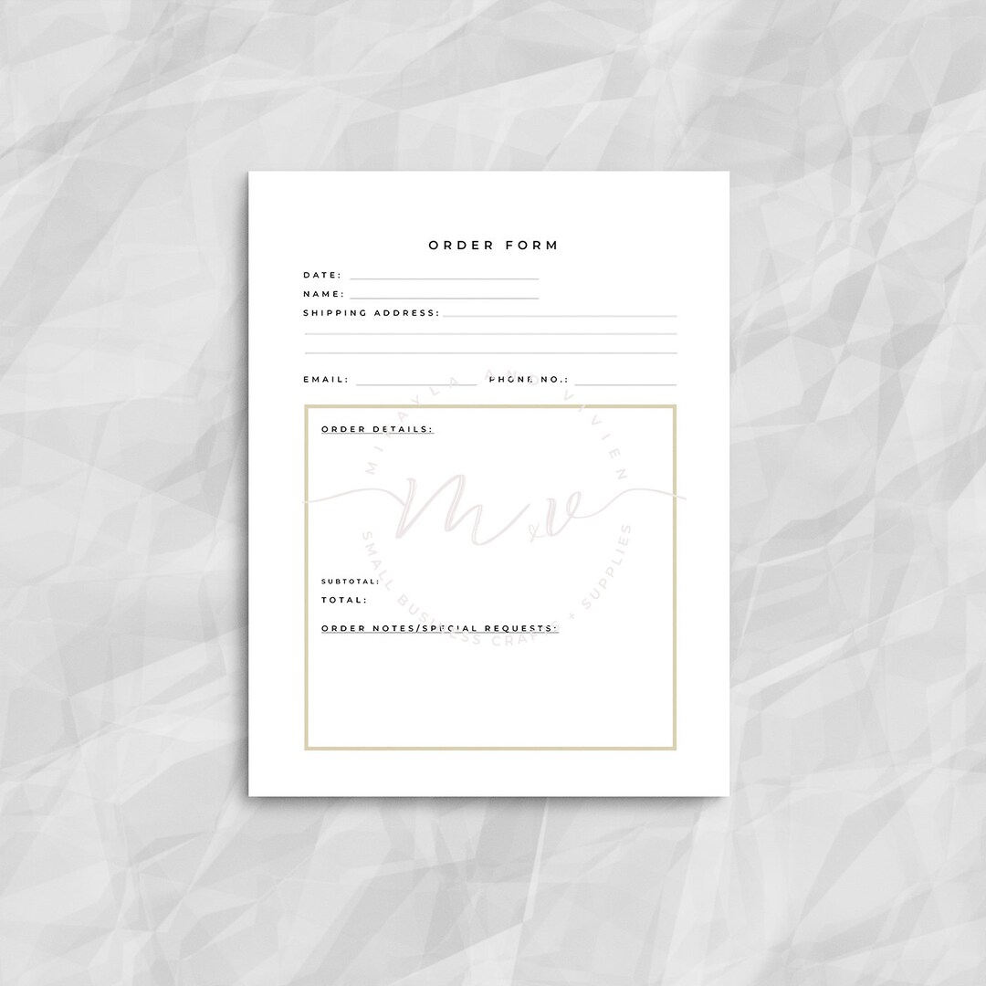 Small Business Printable / Printable Order Form / Vendor Trade Show ...