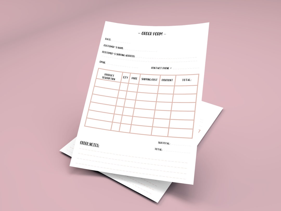 Small Business Printable / Printable Order Form / Vendor Trade Show ...