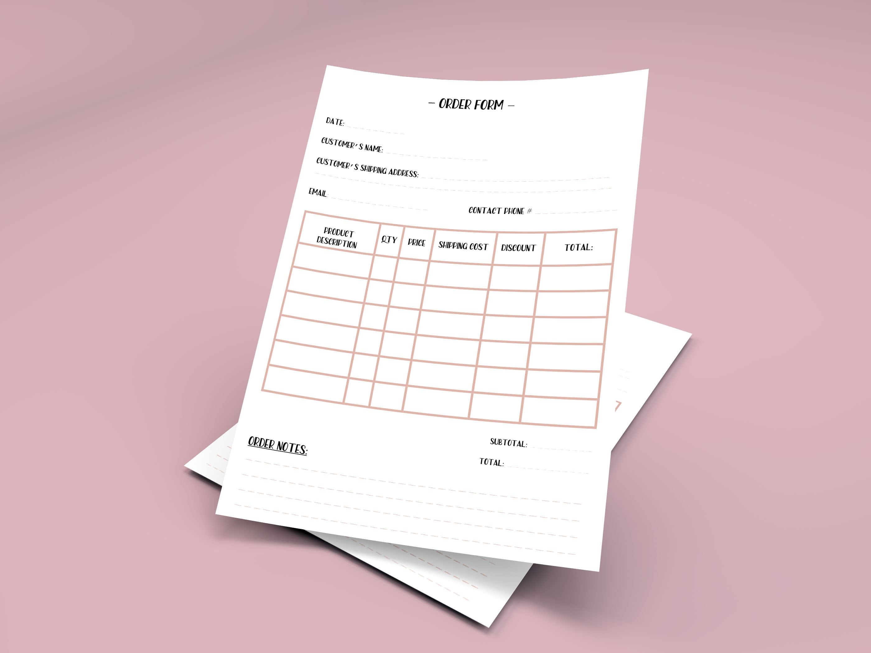 Small Business Printable / Printable Order Form / Vendor Trade Show ...