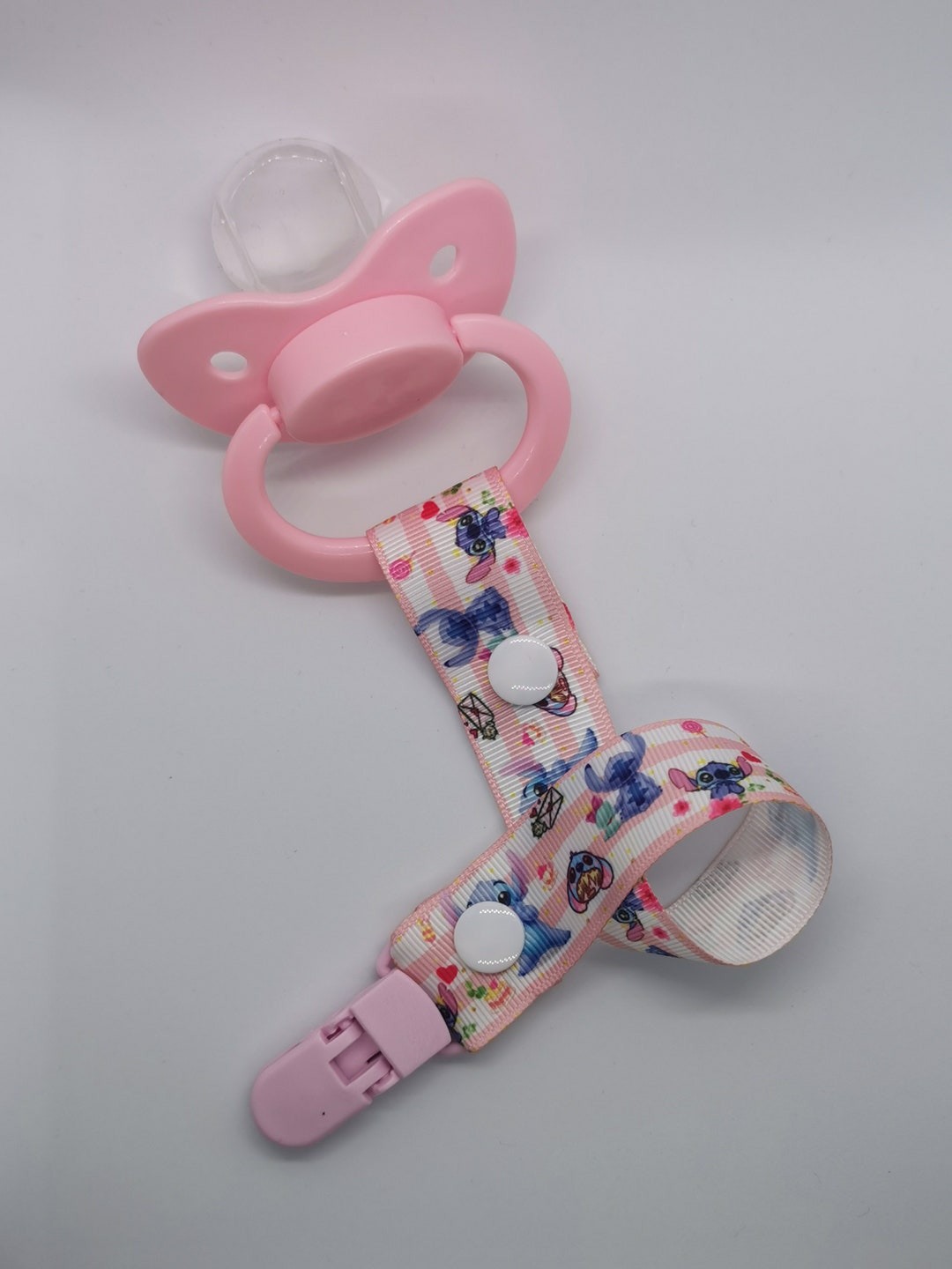 Stitch Pink Striped Abdl Adult Dummy/paci Clip - Etsy