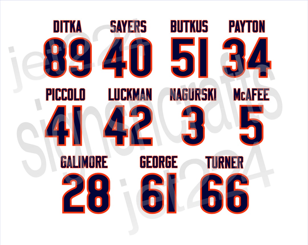Chicago Bears STICKER DECAL Retired Numbers Ditka Sayers Payton - Etsy