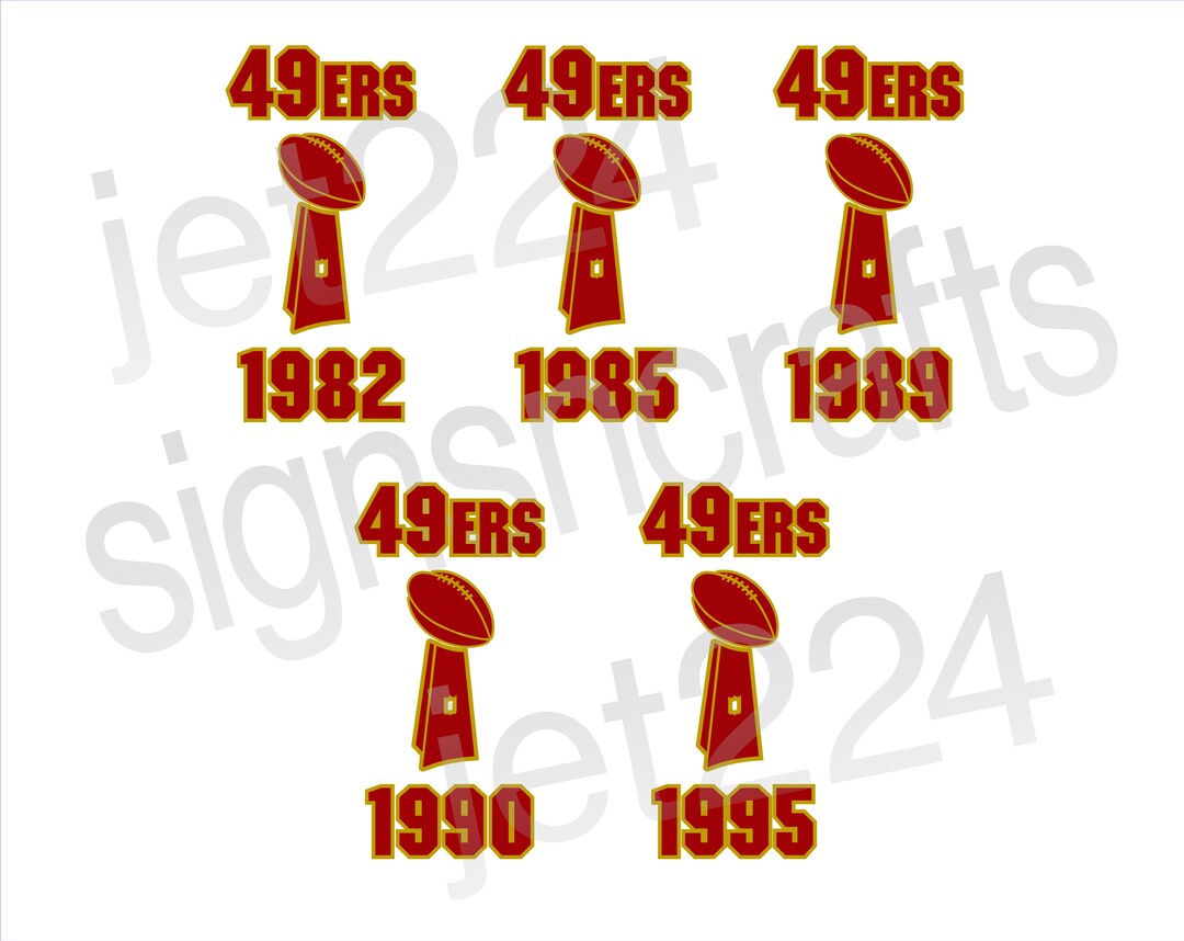 San Francisco 49ers Decal Sticker Championships 1982 1985 1989 1990 ...