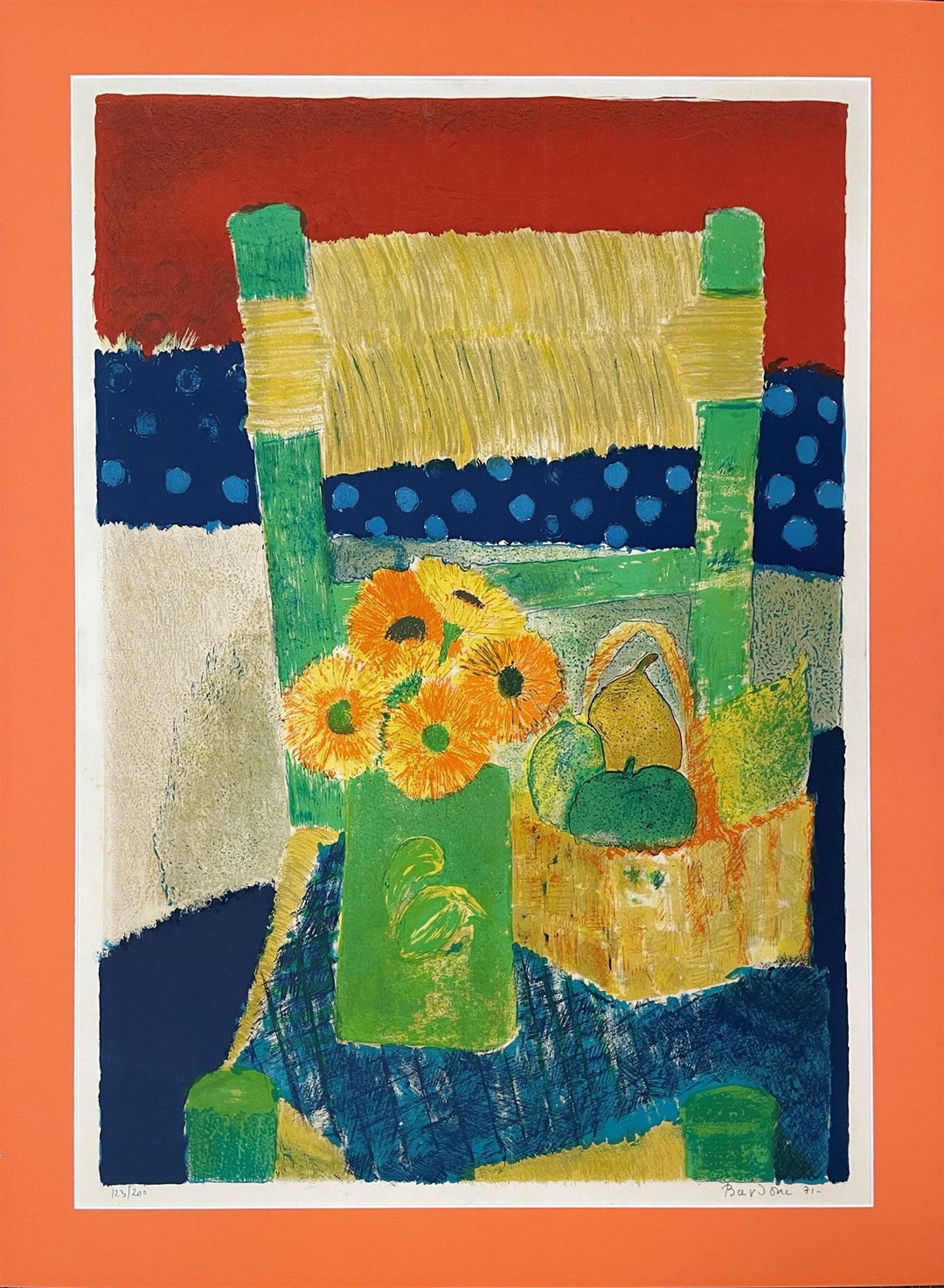 Guy Burdone - "still Life With Chair and Sunflower" Limited Edition 123 ...