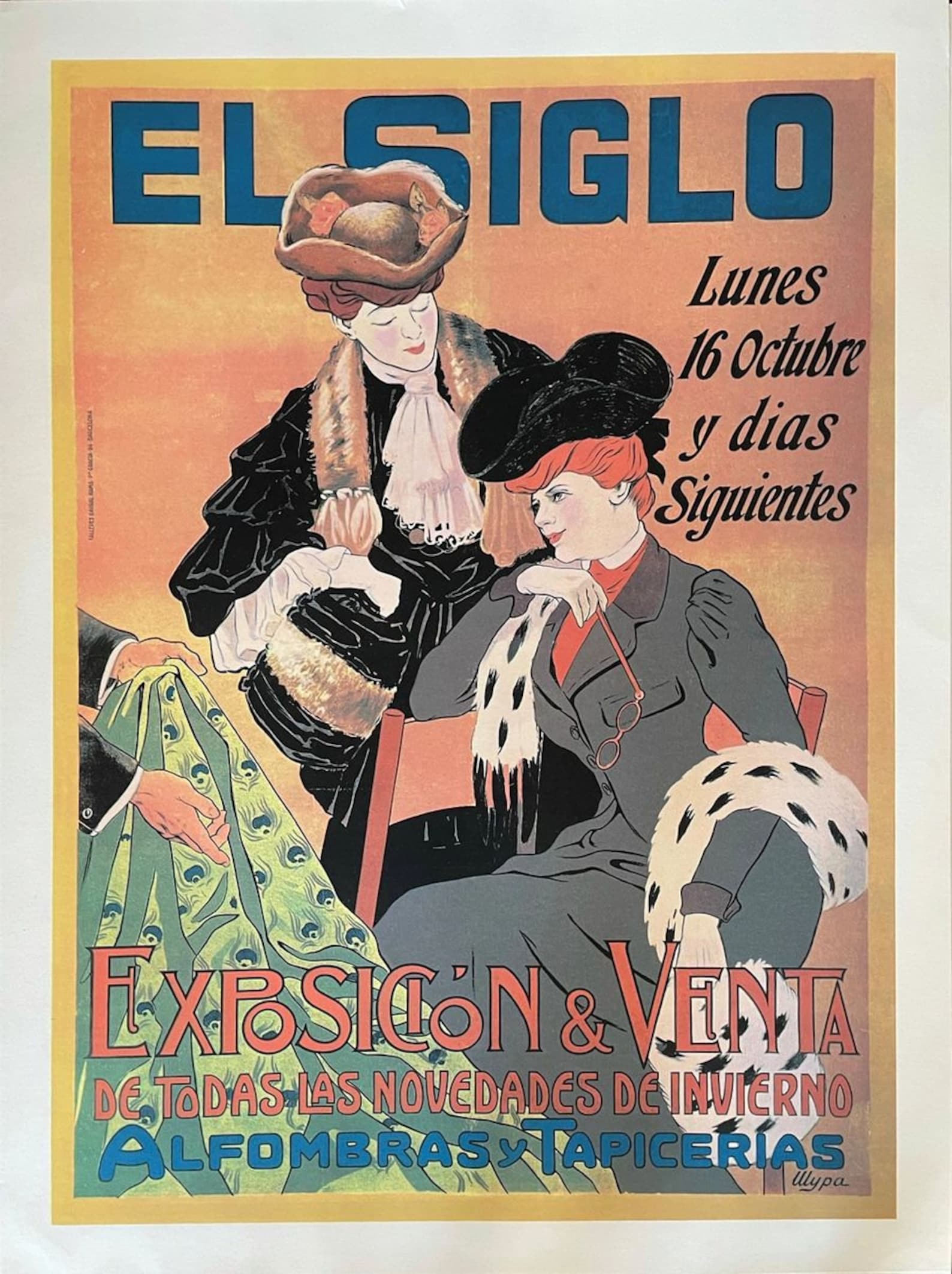 Ulype - " EL Siglo" Vintage Spanish Advertisement Original Litho 44x32 ...