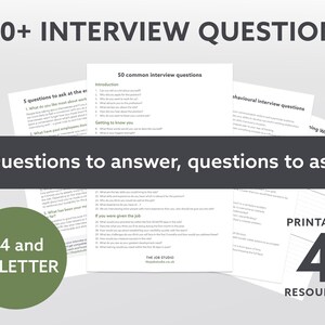 Printable Job Interview Questions Interview Prep Interview - Etsy