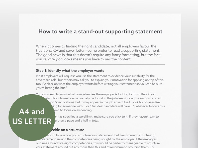 Supporting Statement Bundle Including Example Job Search | Etsy