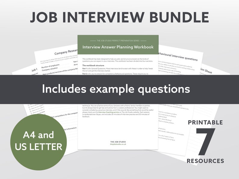 Printable Job Interview Planner, Interview Prep, Interview Questions ...