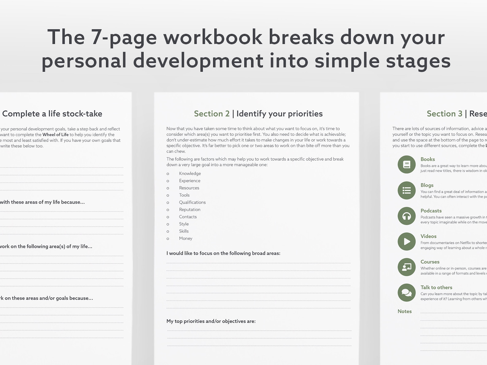Printable Personal Development Planner, Goal Tracker, Life Coaching ...
