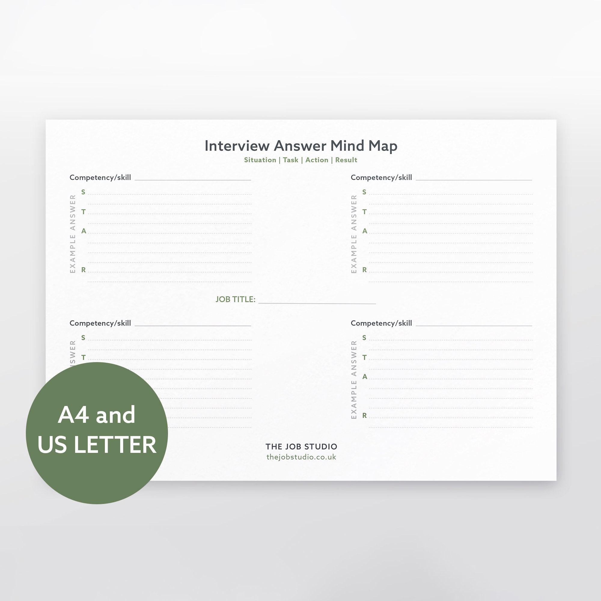 Job Interview Mind Map - Printable Brainstorm Interview Prep Interview ...