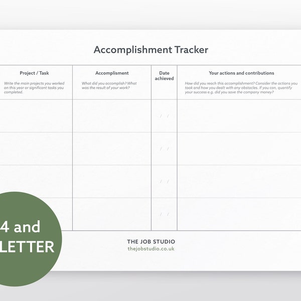 Job Accomplishment Tracker - Etsy