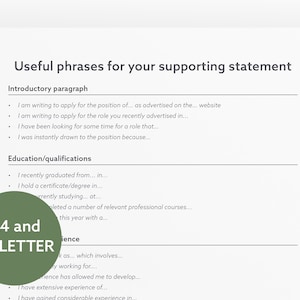 Printable Supporting Personal Statement Bundle | 900-word Supporting ...