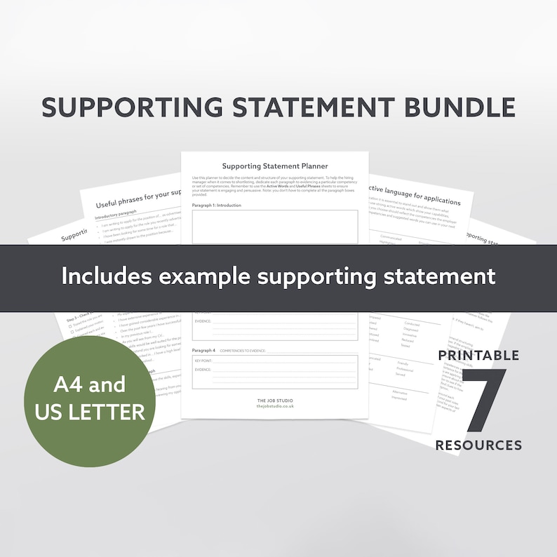 Printable Supporting Personal Statement Bundle | 900-word Supporting ...