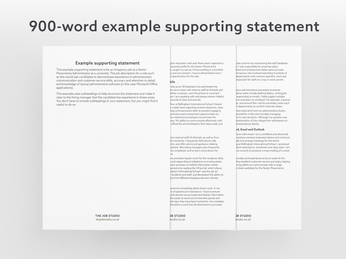 Printable Supporting Personal Statement Bundle | 900-word Supporting ...