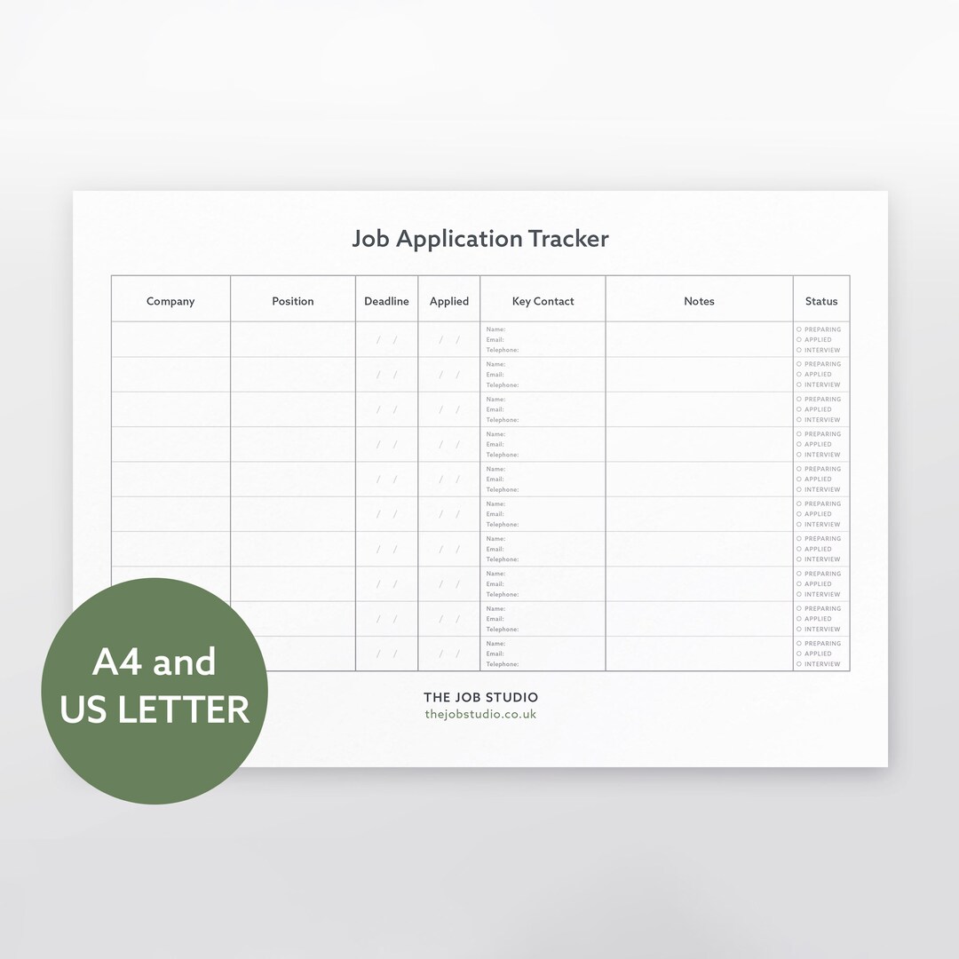Job Application Tracker - Printable Job Search Tracker Job Search ...