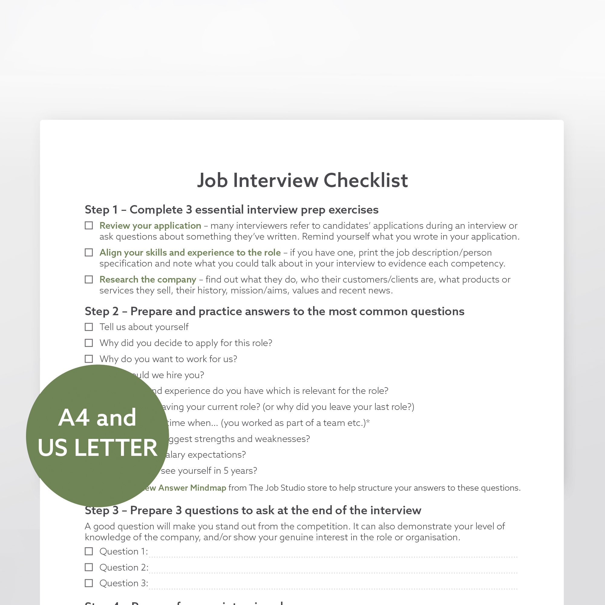 Job Interview Checklist - Printable Interview Prep Job Interview Job ...