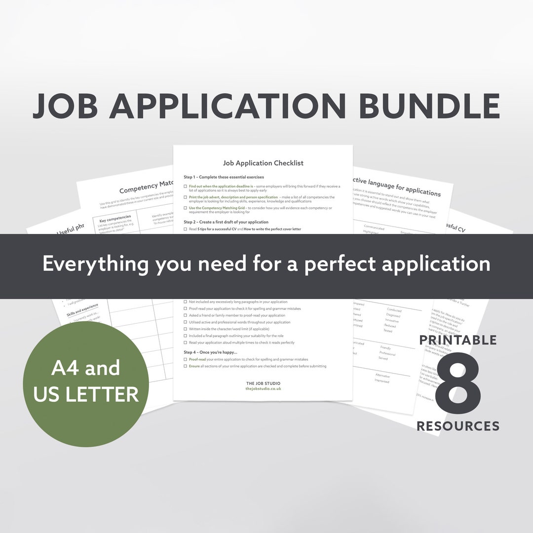 Printable Job Application Bundle - Job Application Tracker, Resume/cv ... Printable Job Application Bundle - Job Application Tracker, Resume/cv ...