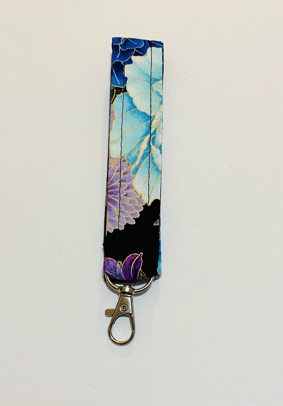 Blue and Purple Flowers Key Chain Wristlet - Etsy