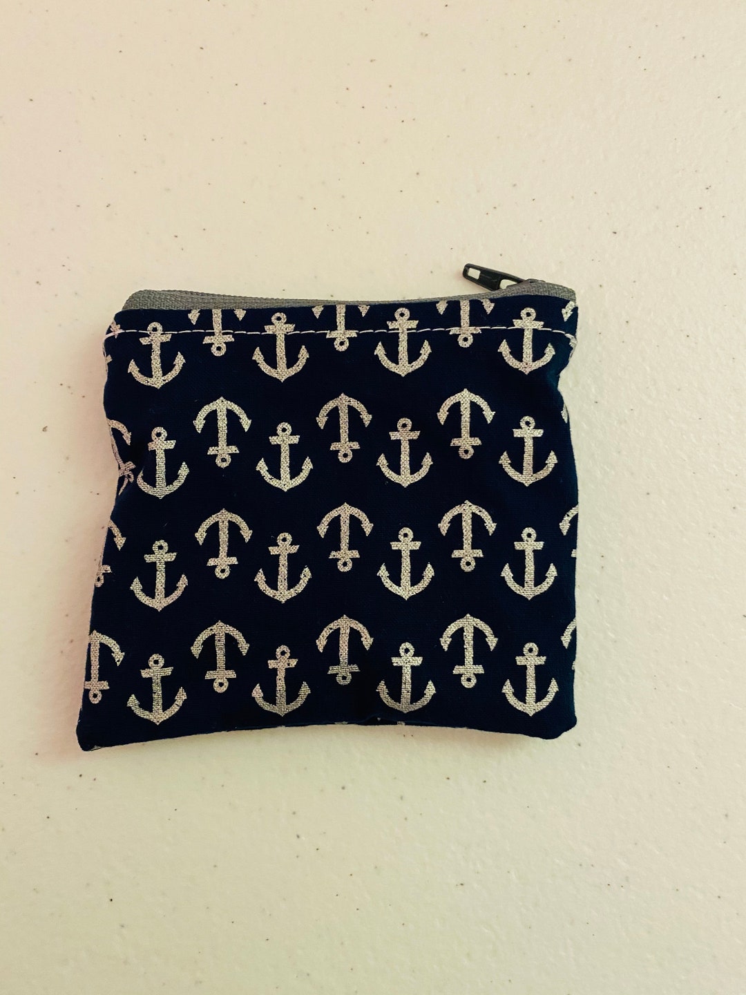 Dark Blue With Silver Anchor Printed Coin Purse - Etsy
