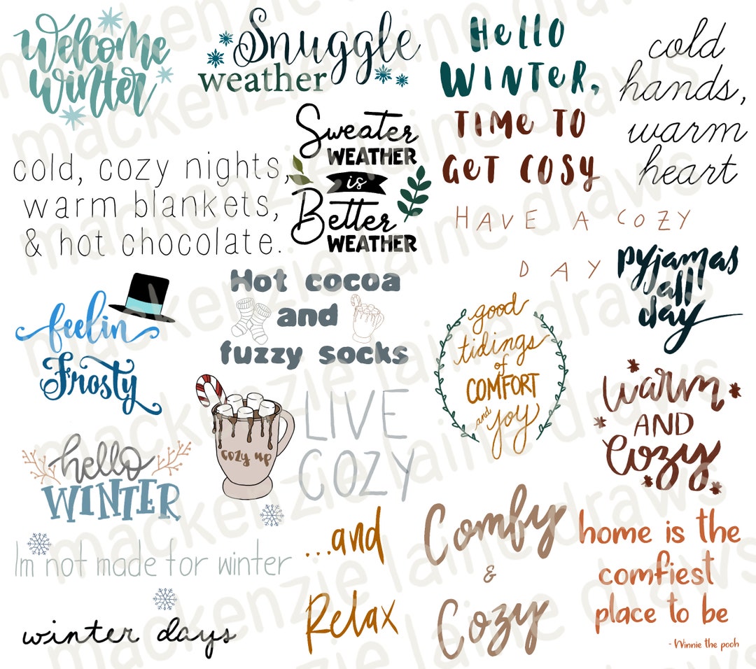 20 Cozy Winter Sayings SVG, PNG, JPG Bundle | Cricut, Silhouette ...