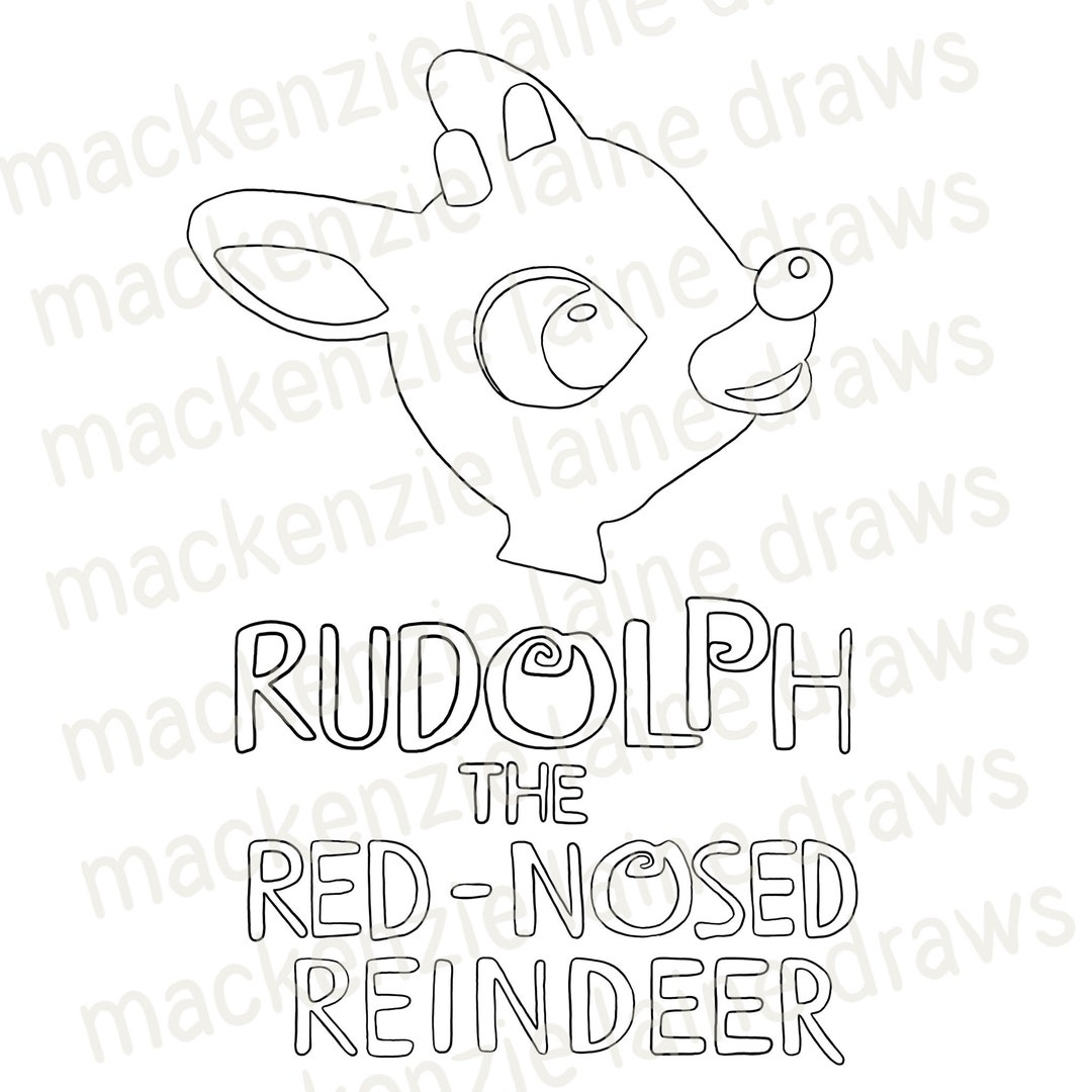 Rudolph the Red Nosed Reindeer Black Outline SVG, PNG, JPG | Cricut ...