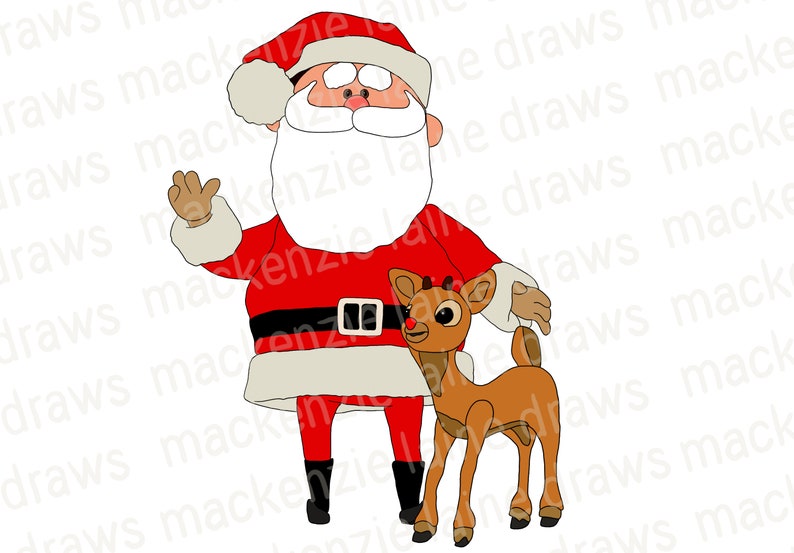 Rudolph & Santa SVG PNG JPG Drawing Cricut Silhouette - Etsy