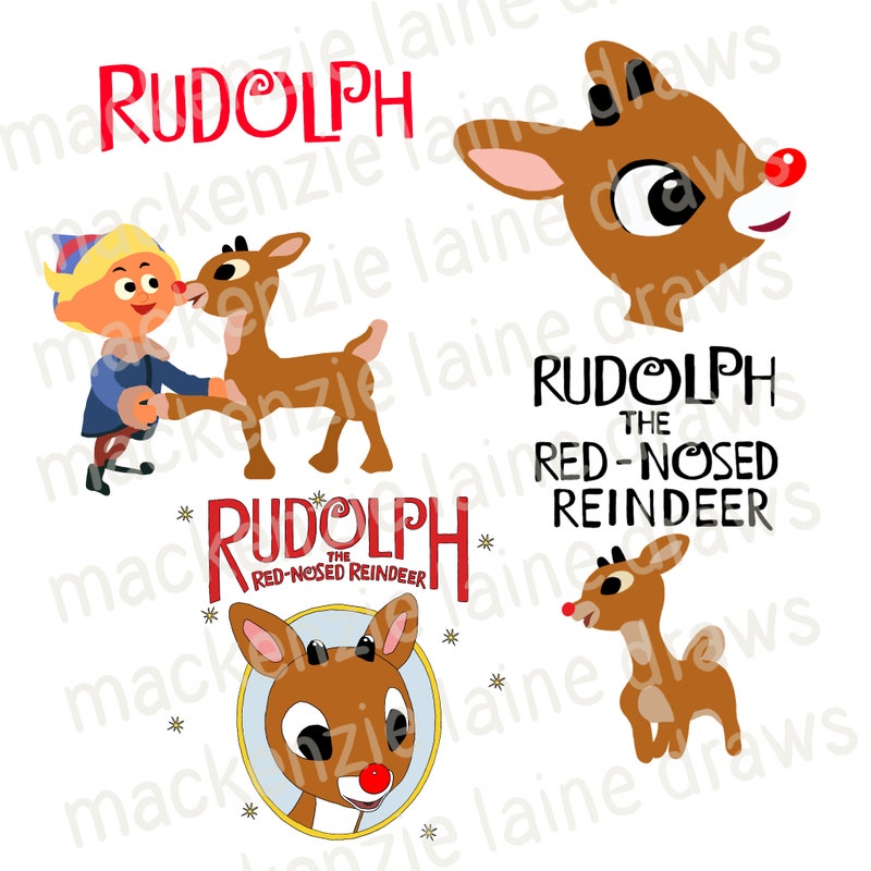 Rudolphs the Red Nosed Reindeer Clipart - Etsy