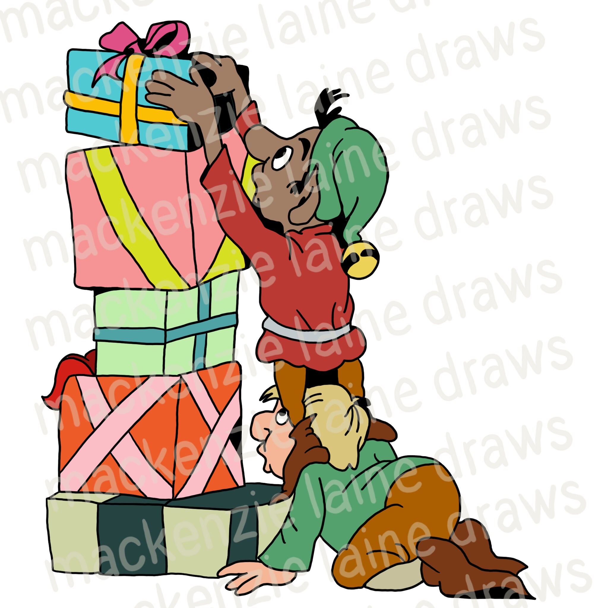 Cute Elves Stacking Presents SVG PNG JPG Cricut - Etsy