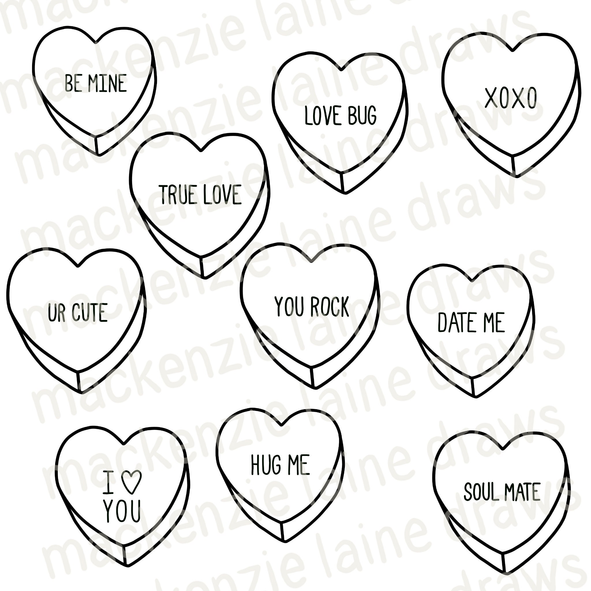 Candy Heart Clipart Black And White